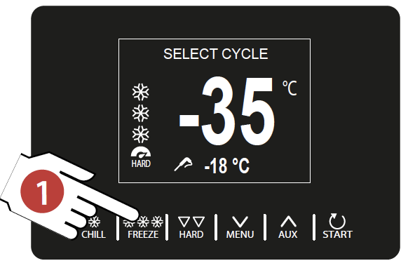 Zoom - Cabinets - How to set up a blast chilling or deep freezing cycle?